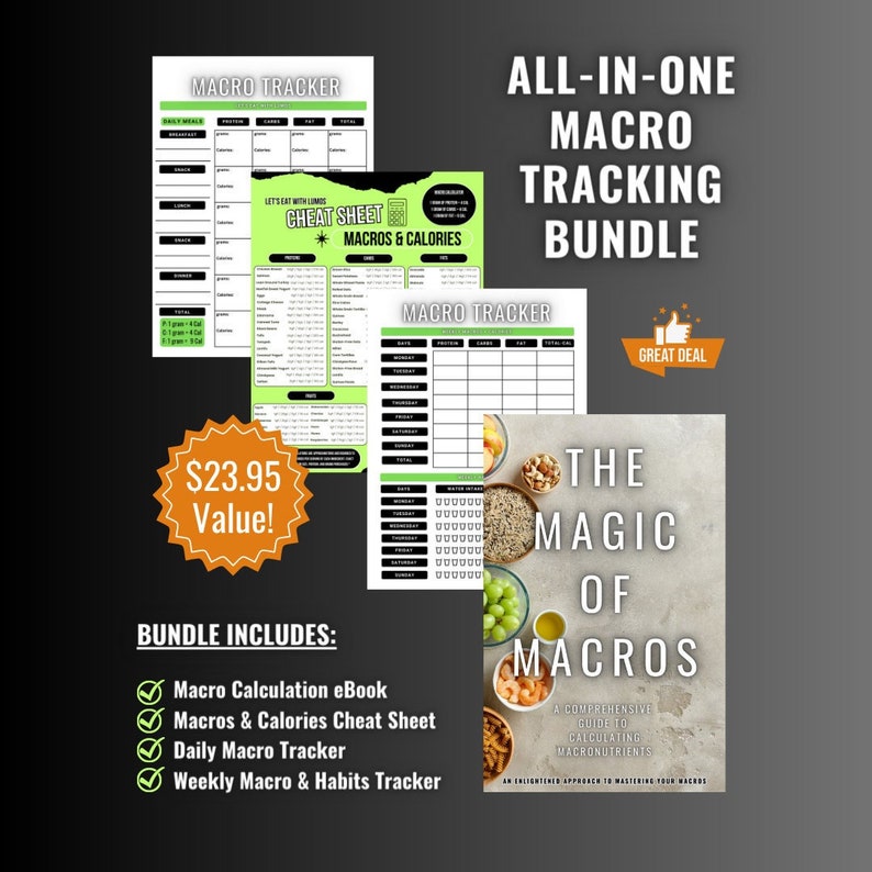 Macro Tracking Bundle All-in-one | Macronutrients Nutrition Guide & Meal Plan Ebook | Health and ...