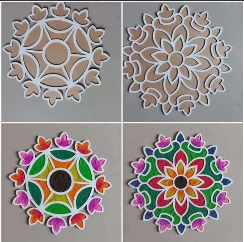 Gift MDF Rangoli Stencils, Reusable Rangoli Stencils, Eco-friendly ...