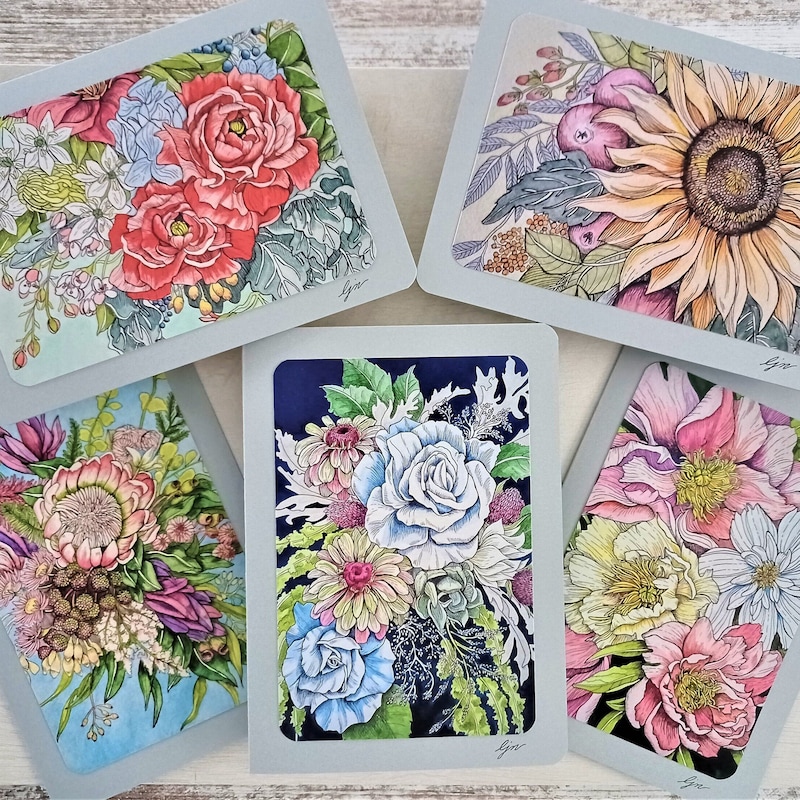 Hand Painted Note Cards - Etsy