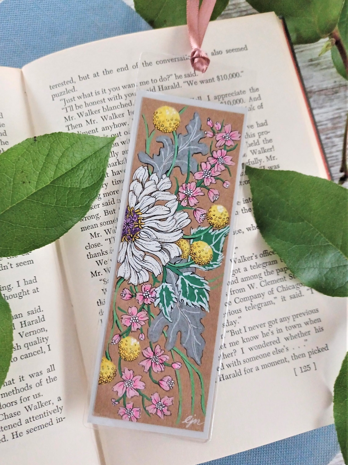 Hand-painted Flower Bookmark Set / Handmade Floral Bookmarks / Set of 2 ...