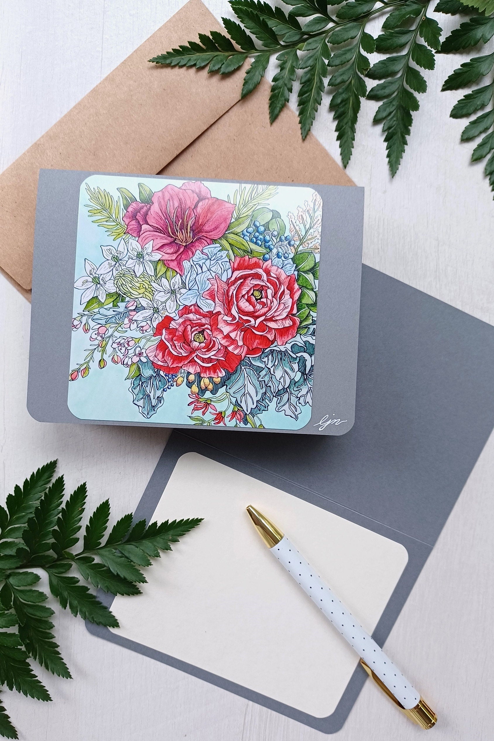 Floral Bouquet Notecard Set / Watercolor Flowers Card Set / Blank ...