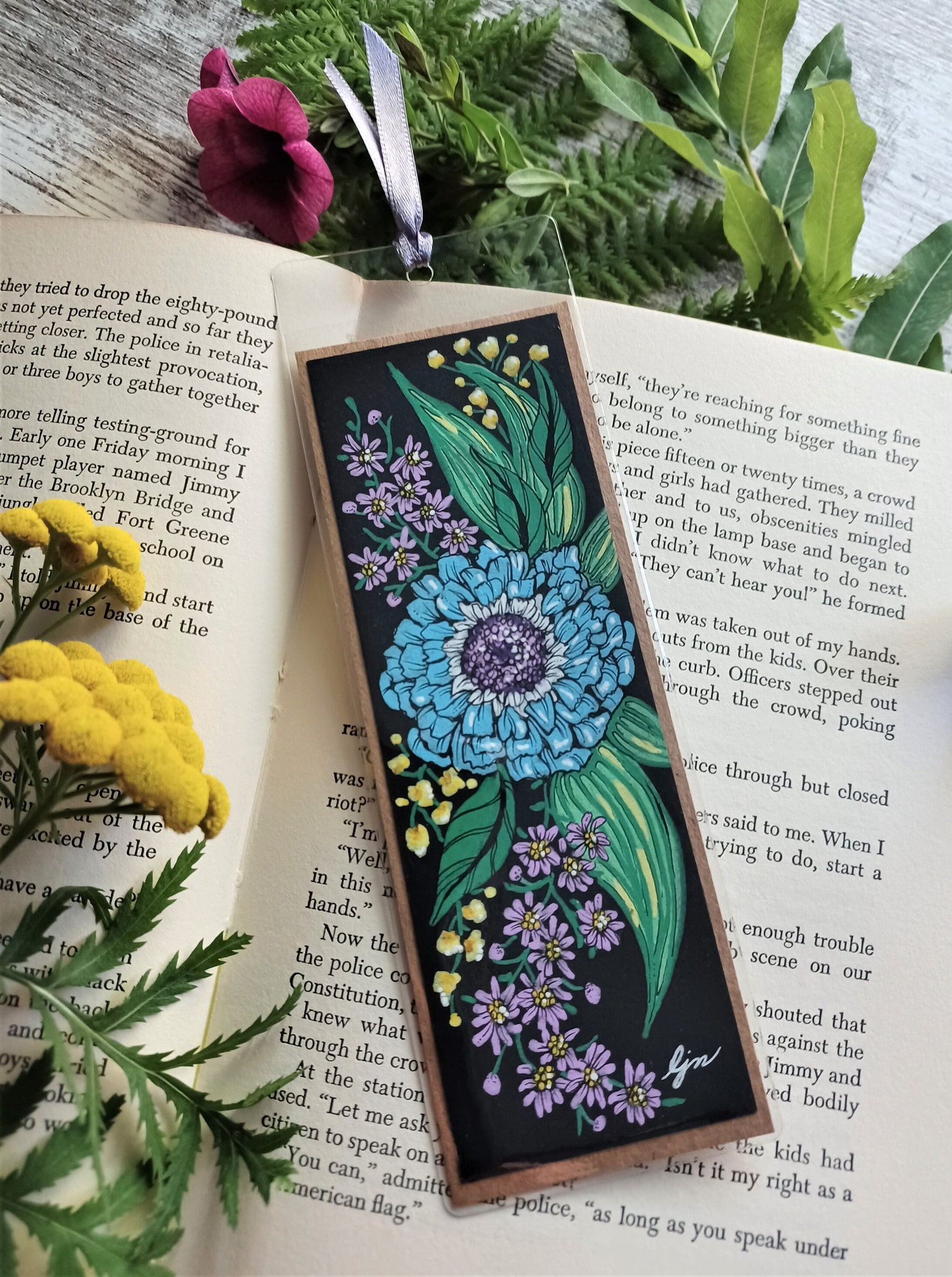 Handpainted Flower Bookmark Set / Handmade Floral Bookmarks / Set of 2 ...