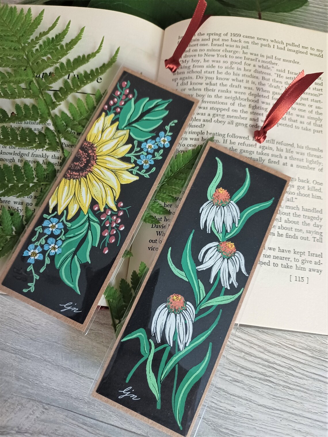 Handpainted Original Bookmark Set / Flower Bookmarks / Art - Etsy