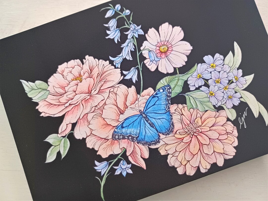 Blue Morpho Butterfly Art Print / 5x7 Glicee Fine Art Print / Butterfly ...