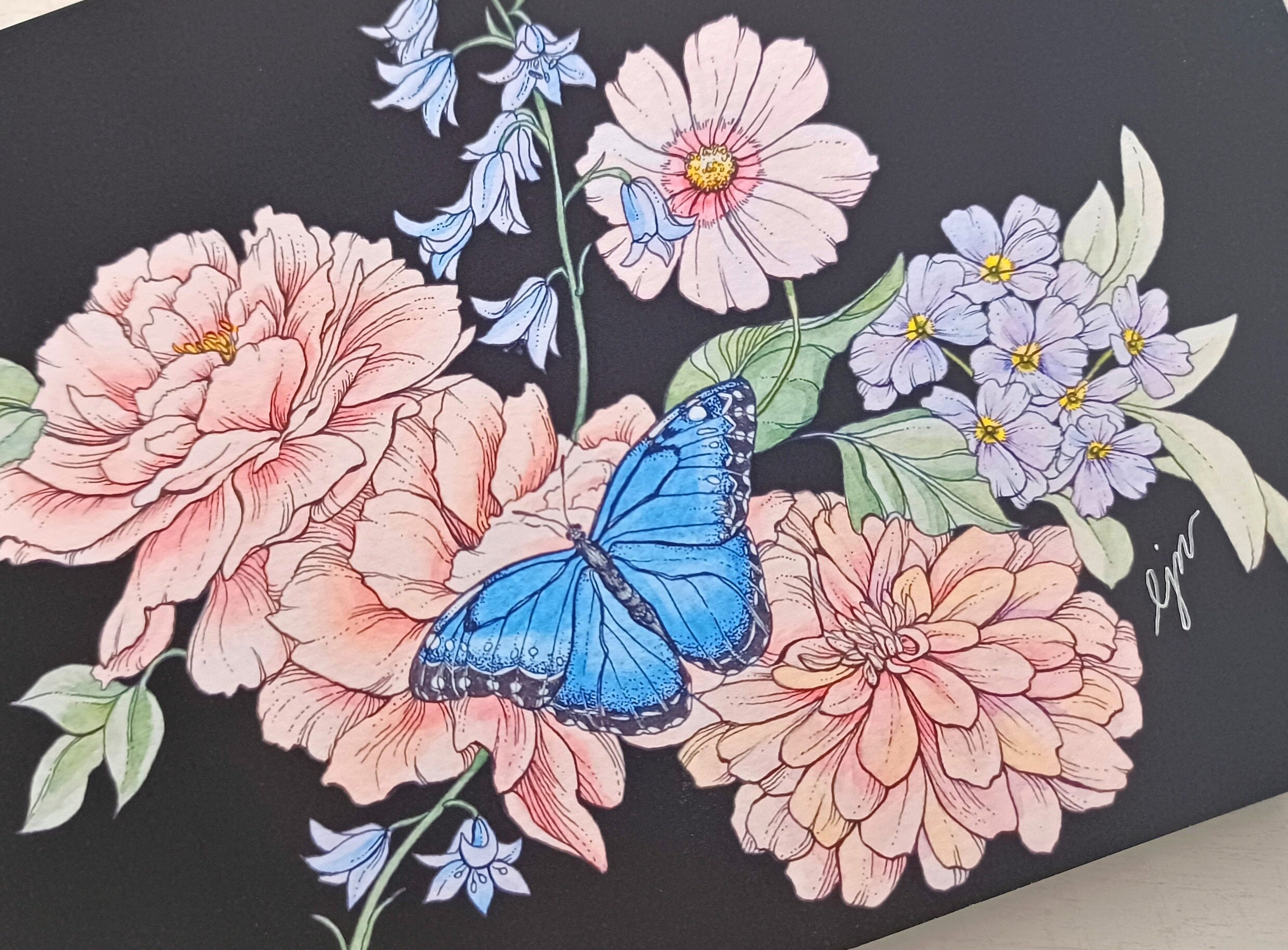 Blue Morpho Butterfly Art Print / 5x7 Glicee Fine Art Print / Butterfly ...