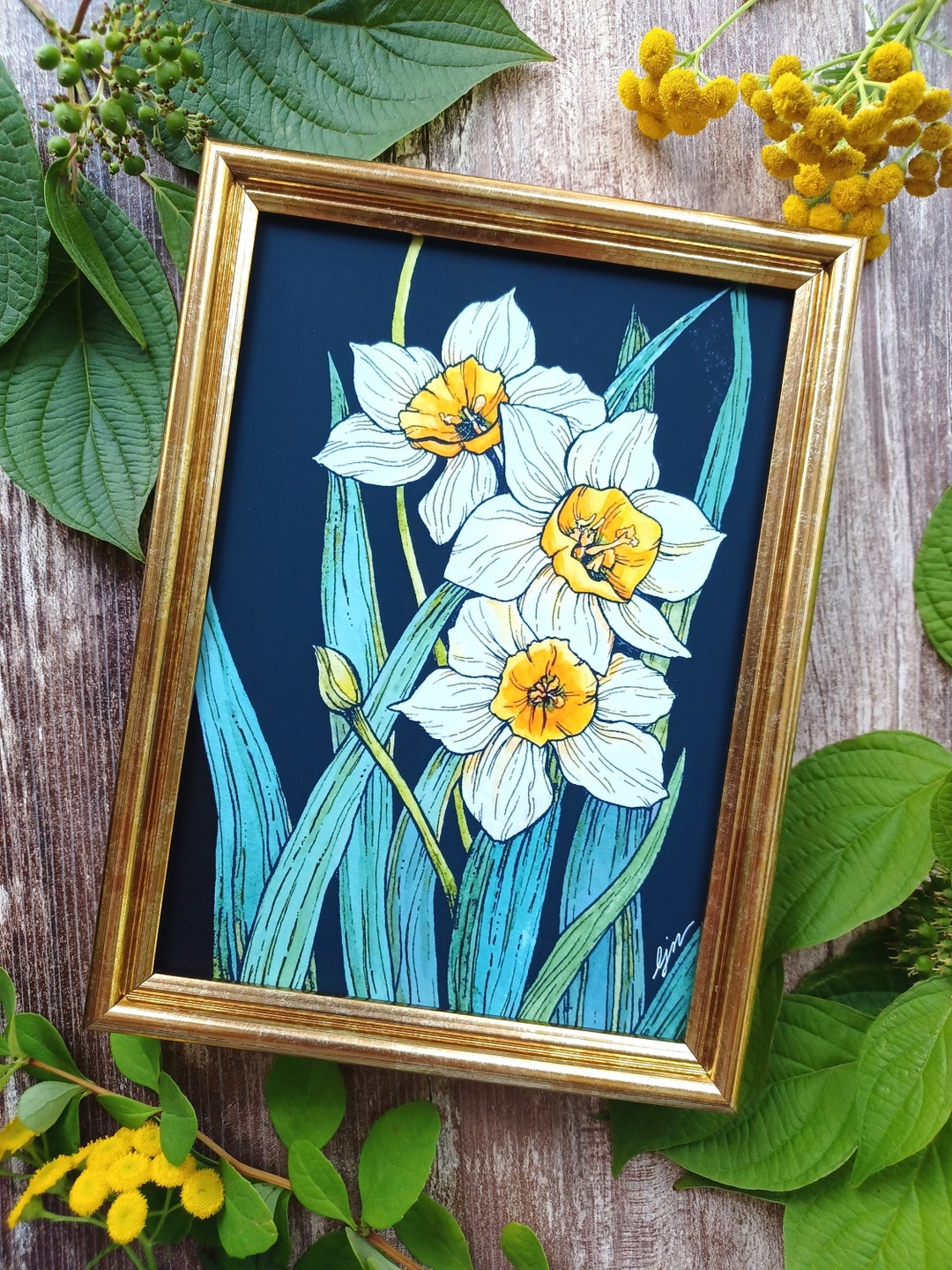 Daffodil Wall Art/ Flower Art Print/ 5x7 Print - Etsy