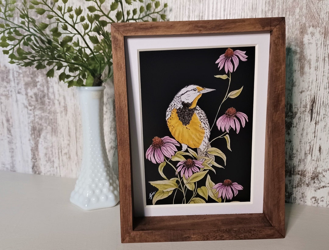Yellow Bird Print / 5x7 Bird Art / Watercolor Bird Wall Art ...