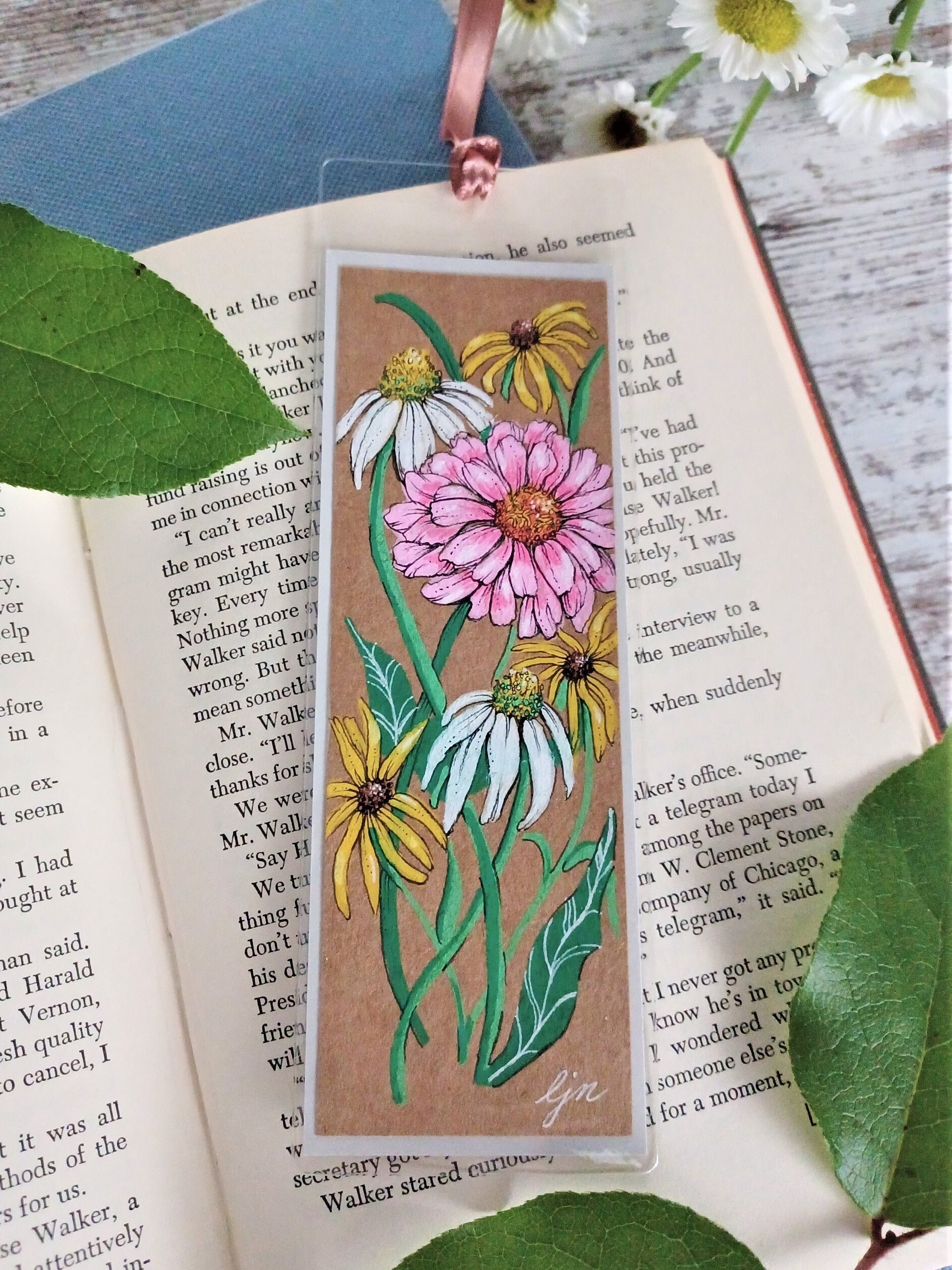 Hand-painted Flower Bookmark Set / Handmade Floral Bookmarks / Set of 2 ...