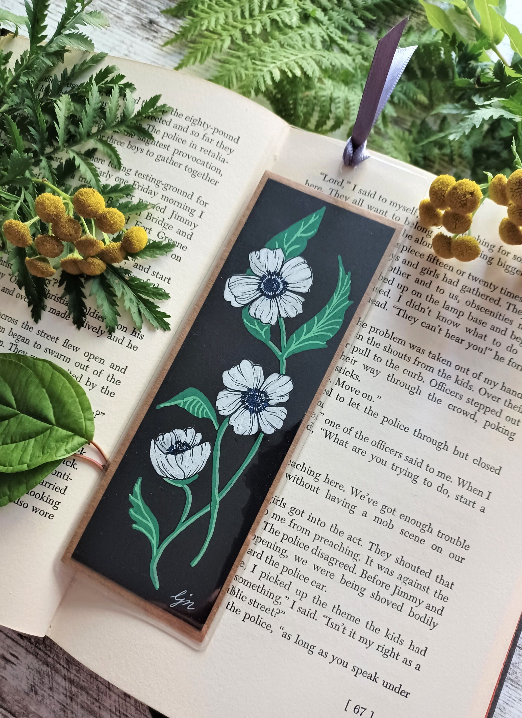 Handpainted Flower Bookmark Set / Handmade Floral Bookmarks / Set of 2 ...