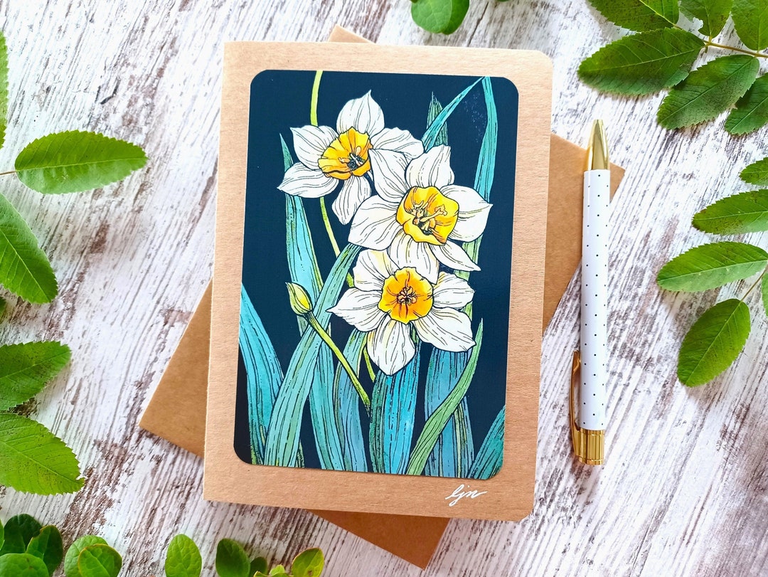 Daffodils Art Card / Daffodil Painting Greeting Card/ 5x7 Blank Card - Etsy