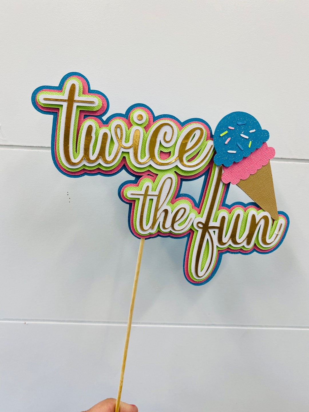 Twice as Fun, Two Scoops is Better Than One Birthday Cake Topper - Ice ...
