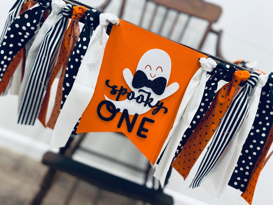 Little Boo - the Spooky ONE - First Birthday Highchair Banner - ORANGE ...