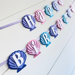Mermaid “happy Birthday” Personalized Banner - Seashell Banner - Etsy