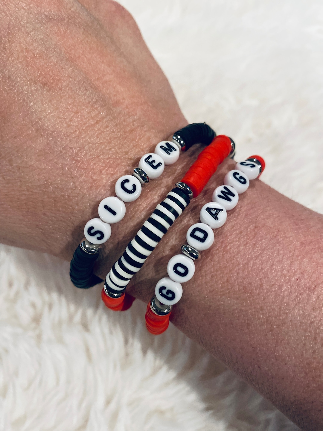 Georgia Red and Black Go Dawgs Sic Em Stack Bracelets Custom Bracelet ...