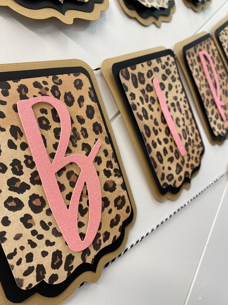 Cheetah Birthday Happy Birthday name Banner Personalized - Etsy