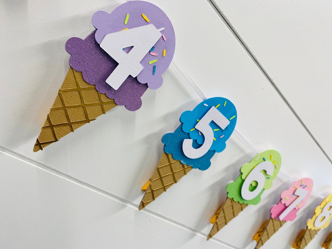 Ice Cream Scoops Monthly Milestone Banner - Ice Cream Birthday - Ice ...