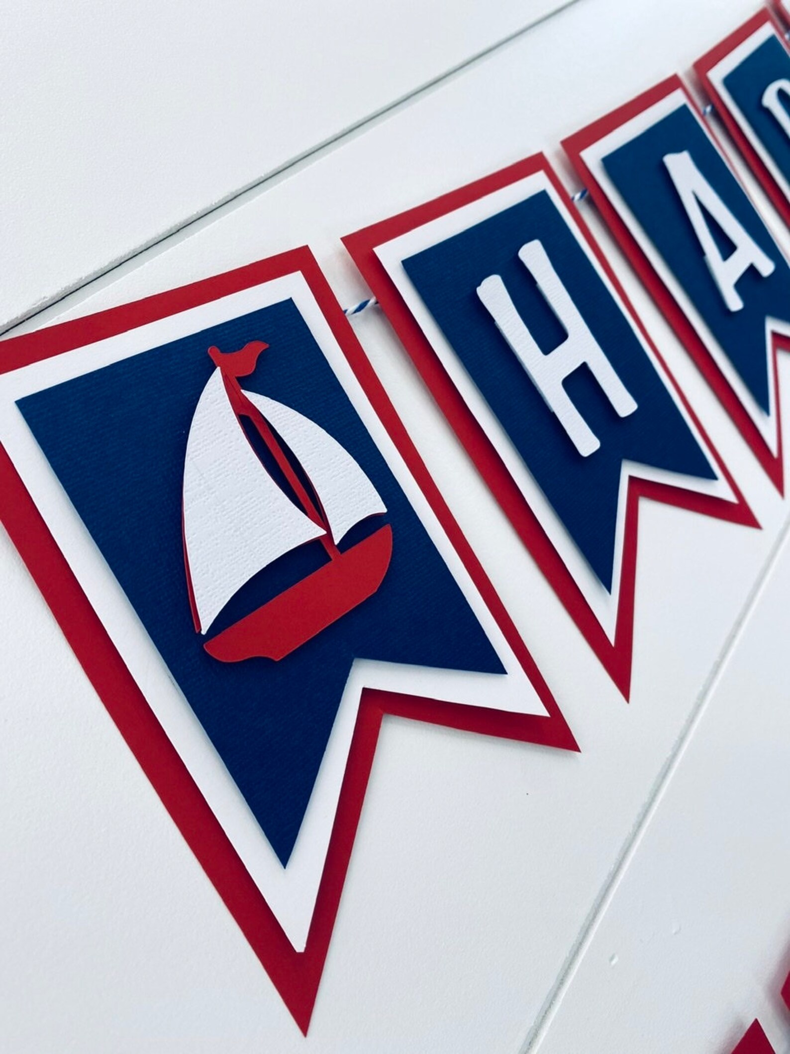 Nautical happy Birthday NAME Personalized Banner Anchors Sailboats - Etsy