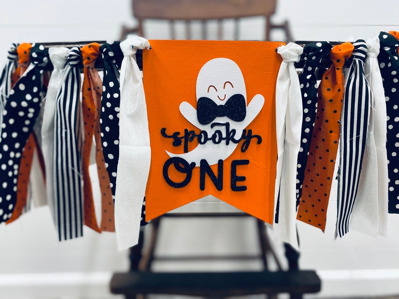 Little Boo - the Spooky ONE - First Birthday Highchair Banner - ORANGE ...