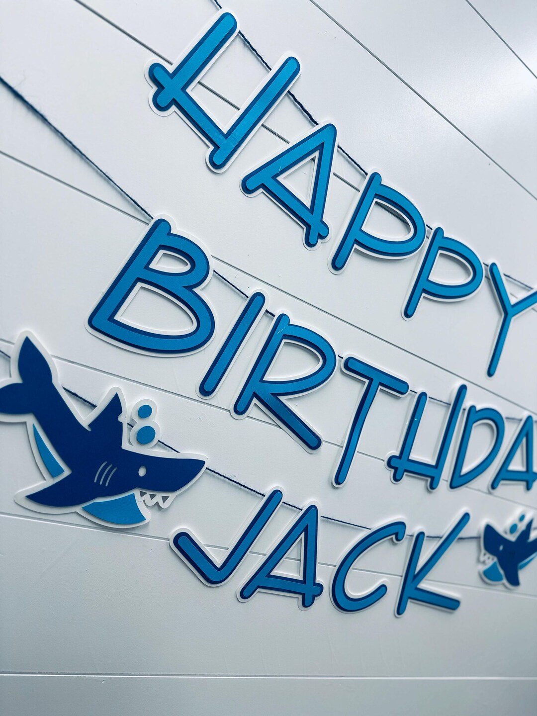 Shark Birthday Personalized Happy Birthday Banner - Custom Shark Party ...