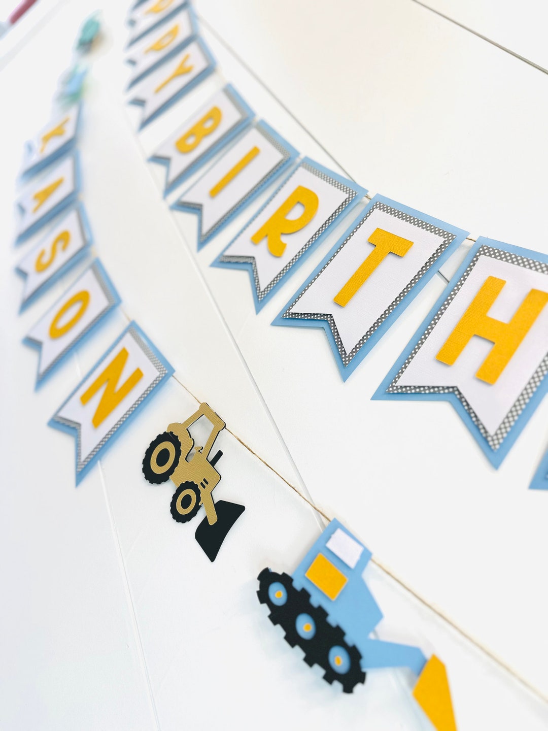 Construction-themed Happy Bday Banner - Personalized - Pastel ...