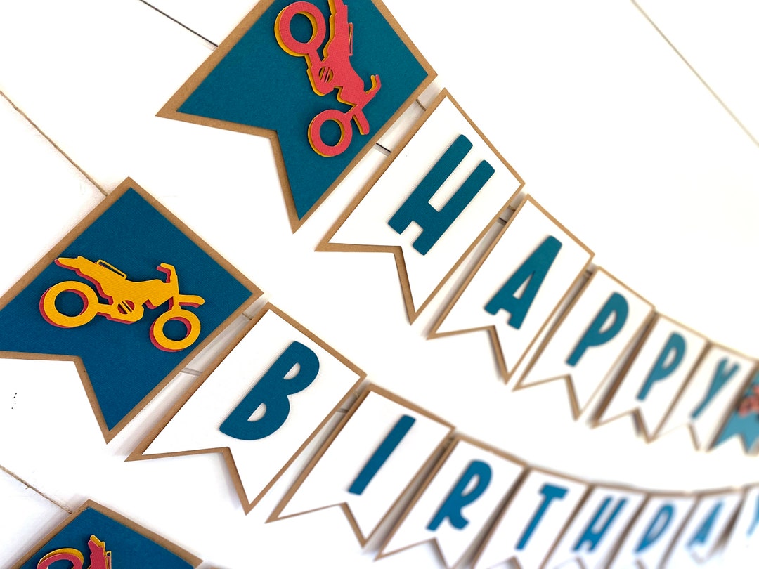Dirt Bike - Motorcycle Birthday - Happy Birthday Banner - Motorcycle ...