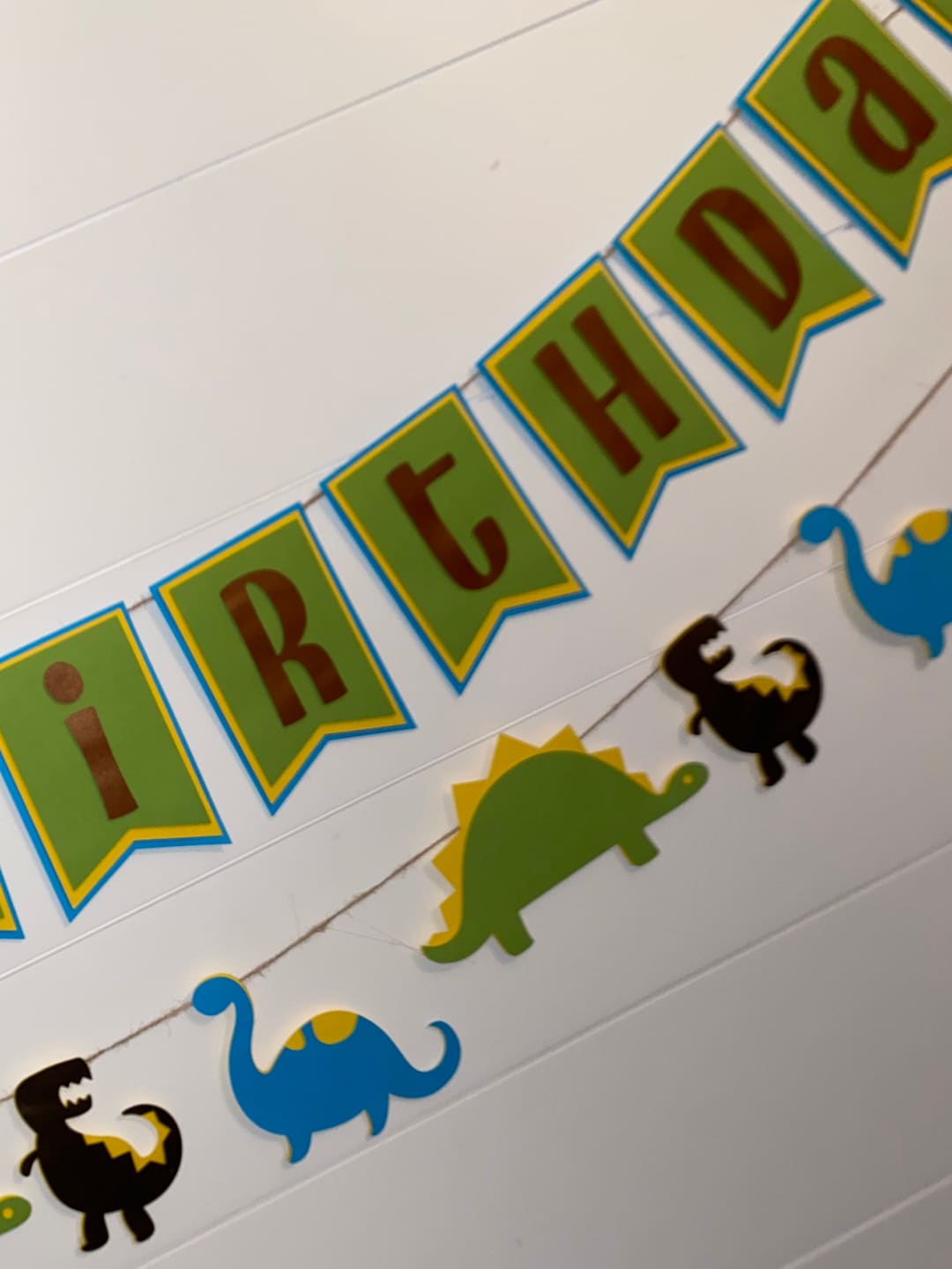 Dinosaur Happy Birthday Banner Two Strands Dino Party - Etsy