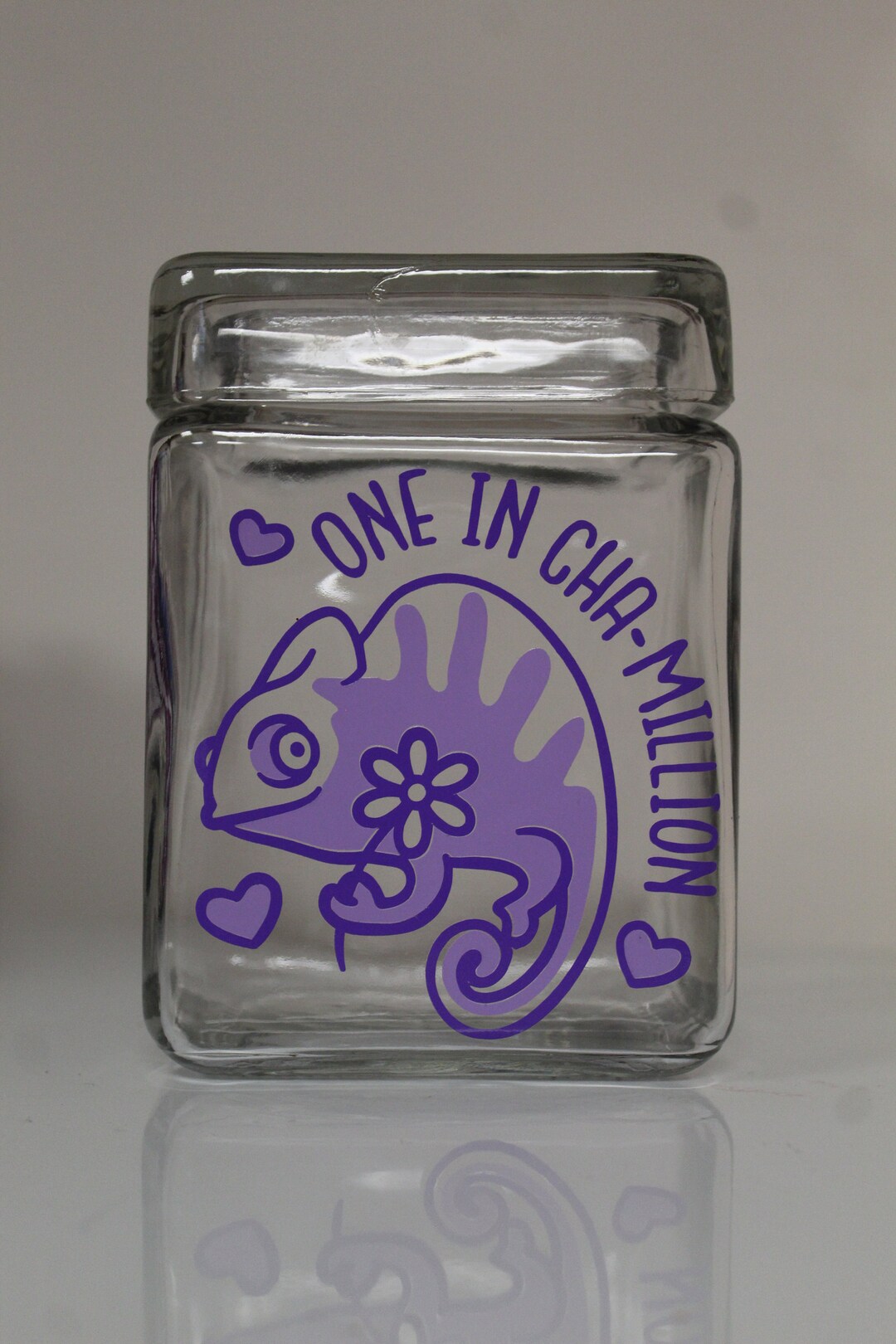 Glass Storage Container With Lid/ Repurposed Glass Jar/square Glass Jar ...