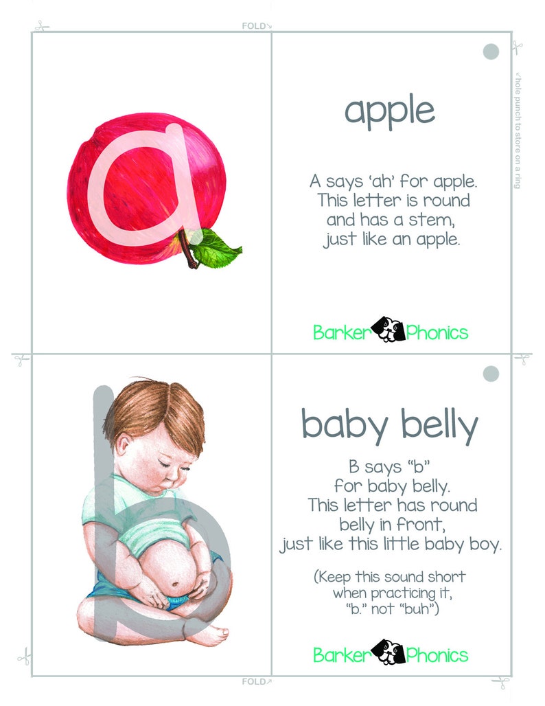 Phonics Flashcards– Letter Sound ABC Cards With Integrated Pictures ...