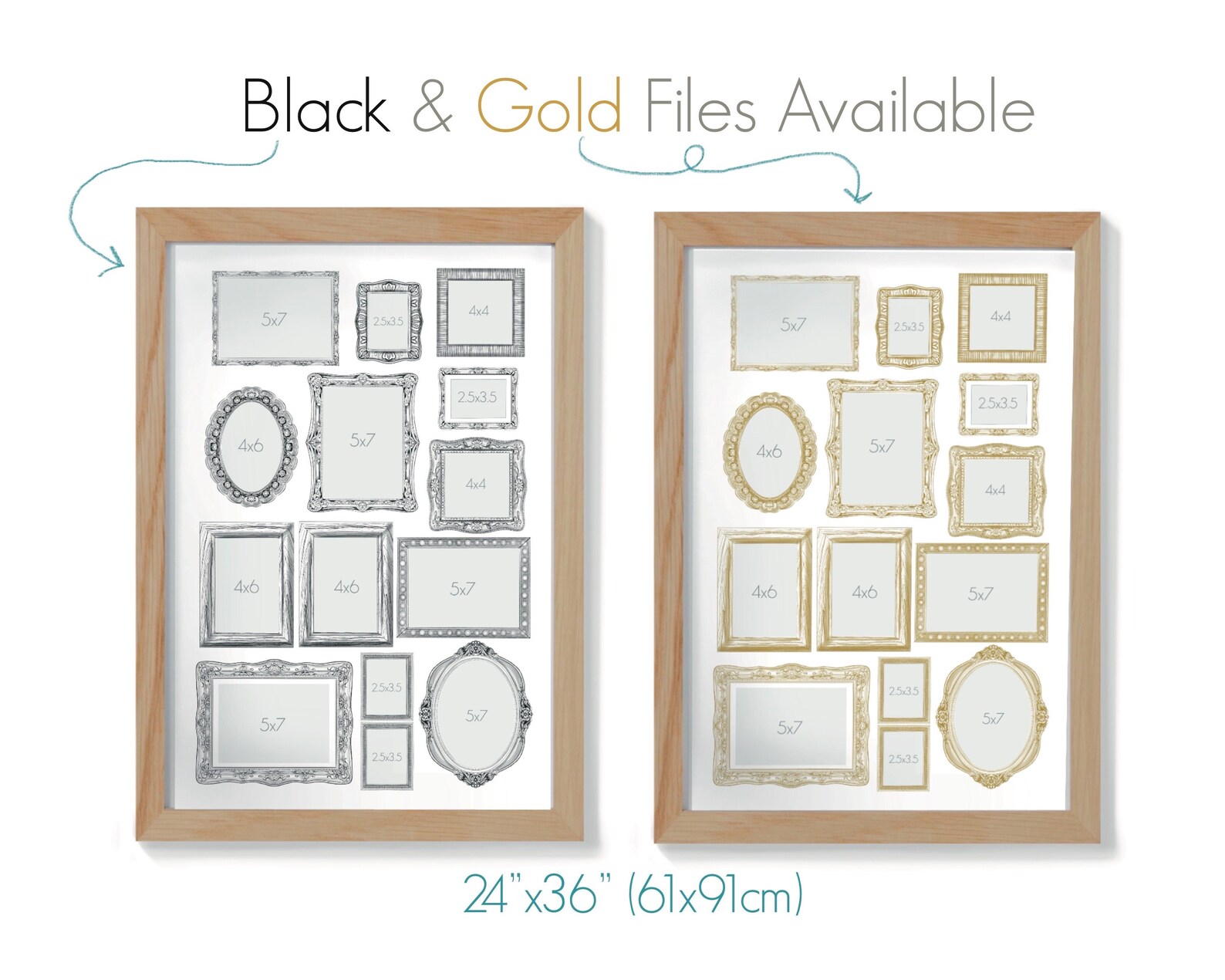 Printable Photo Frames Gallery - Black - Etsy