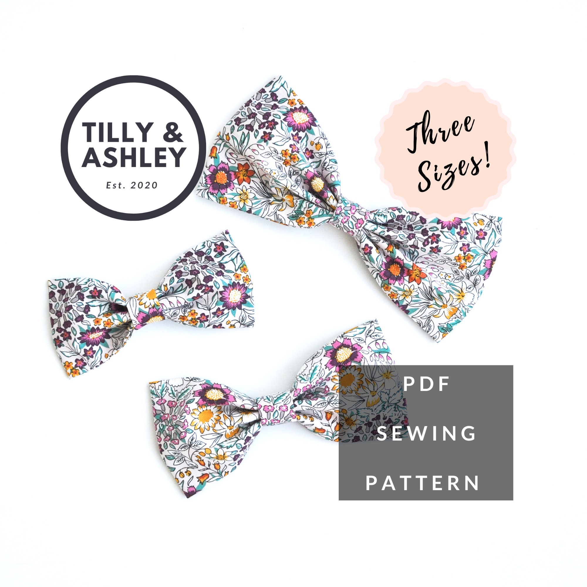 Easy fabric hair bow PDF sewing pattern Baby bow headband Hair | Etsy