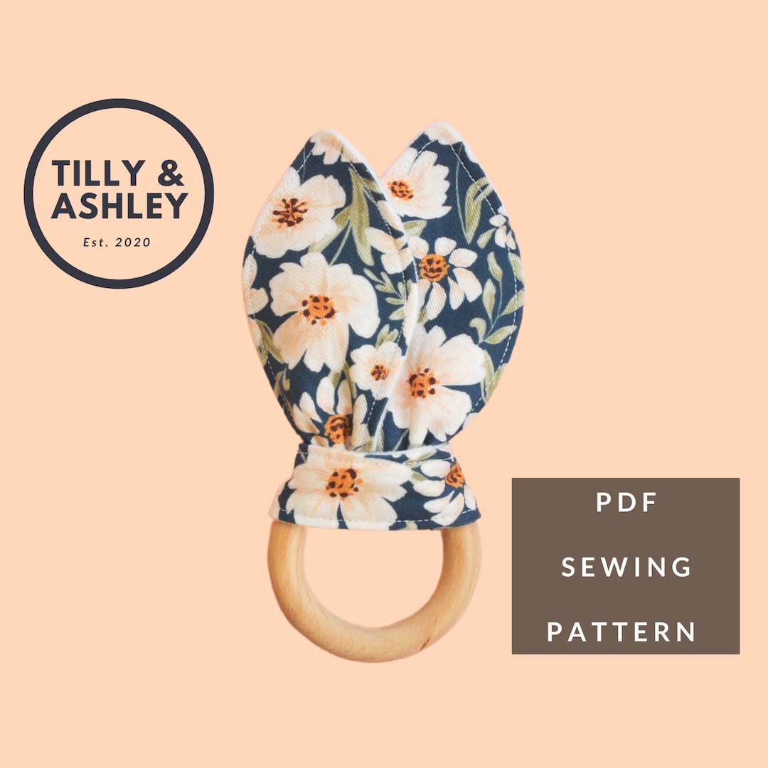 Baby Teething Ring Sewing Pattern, Bunny Ear Teething Ring, Wooden ...