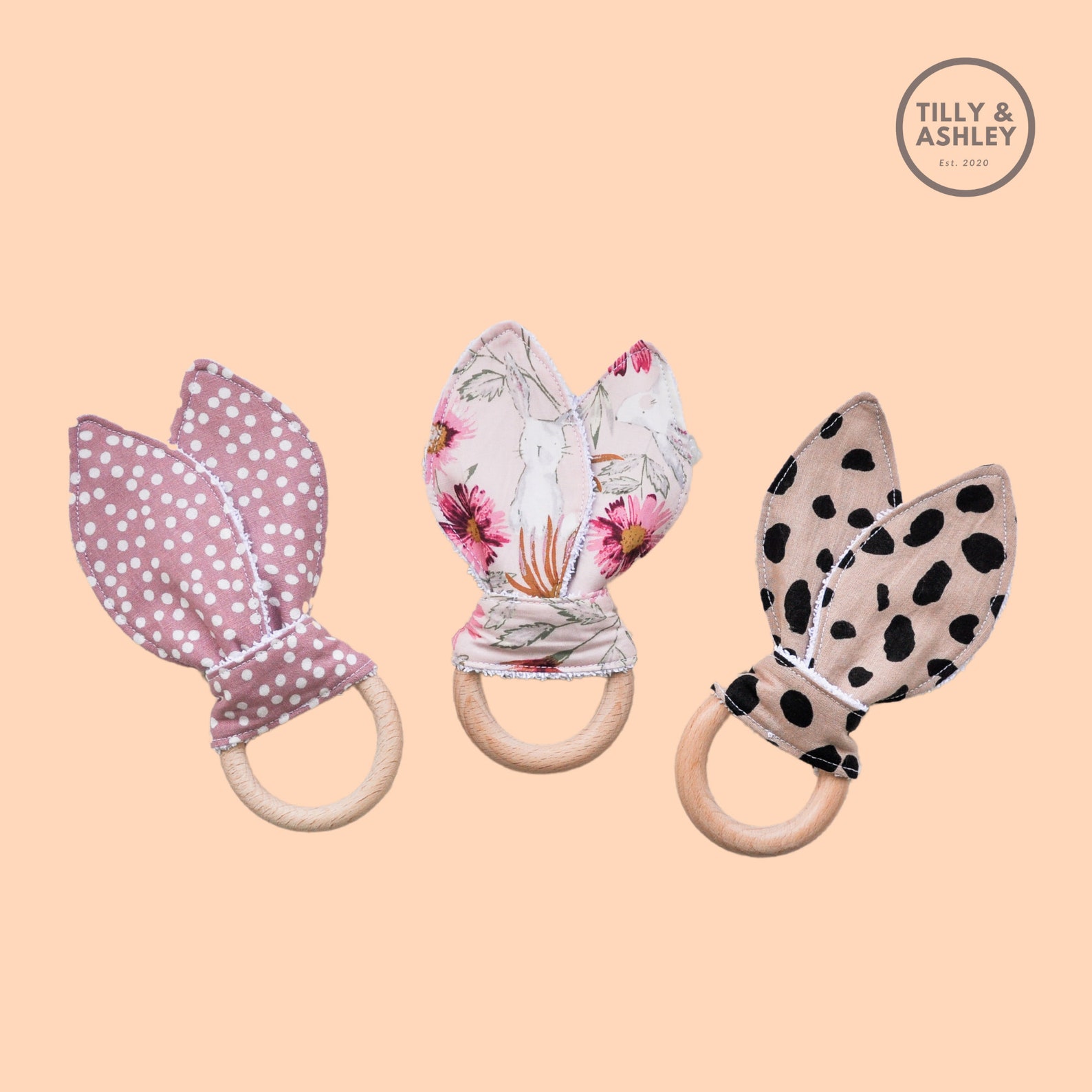 Baby Teether Rings PDF Sewing Pattern, Bunny Ear Teething Ring, Wooden ...
