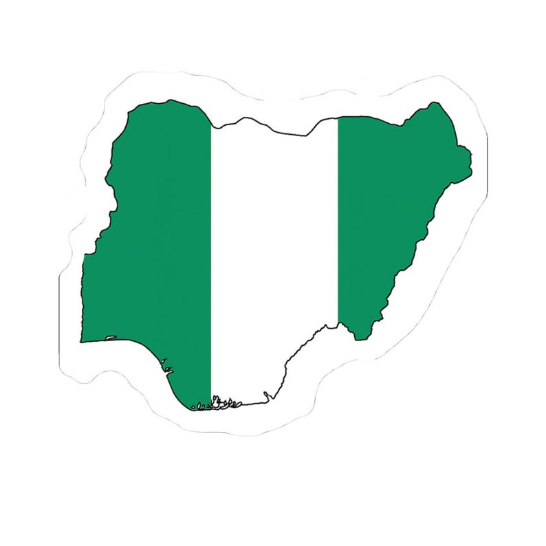 Nigerian Outline Flag Sticker, Vinyl Decal for Laptop Car, African ...