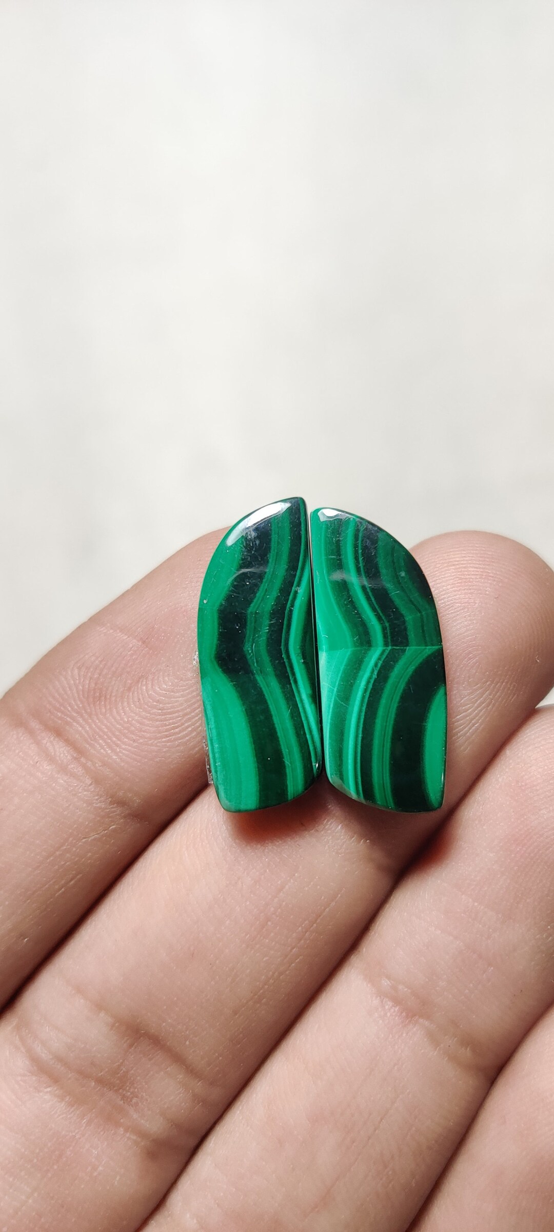 Rare Bisbee Malachite pair Smooth Cabochon, Top Grade Quality of Fancy ...