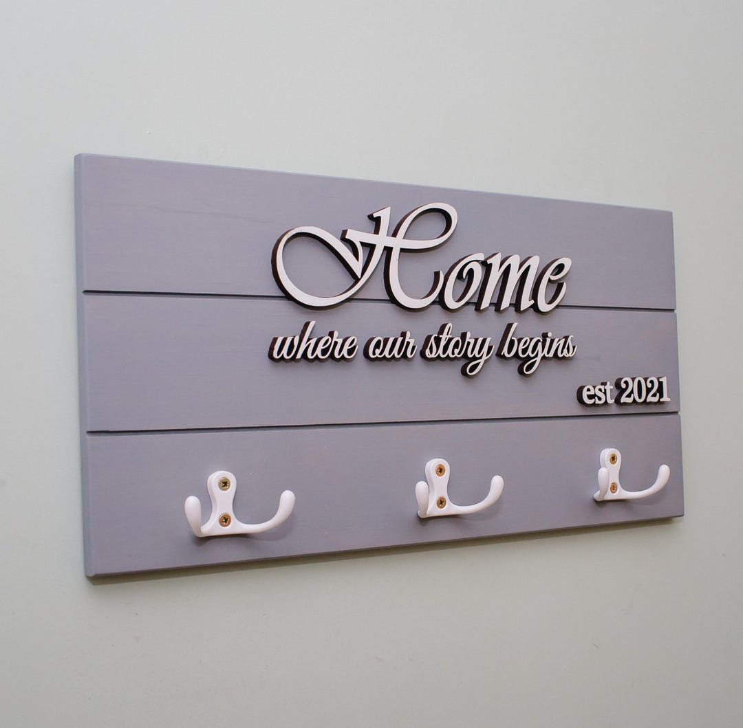 Key Holder for Wall / Personalized Key Hanger / New Home Sign / Custom ...