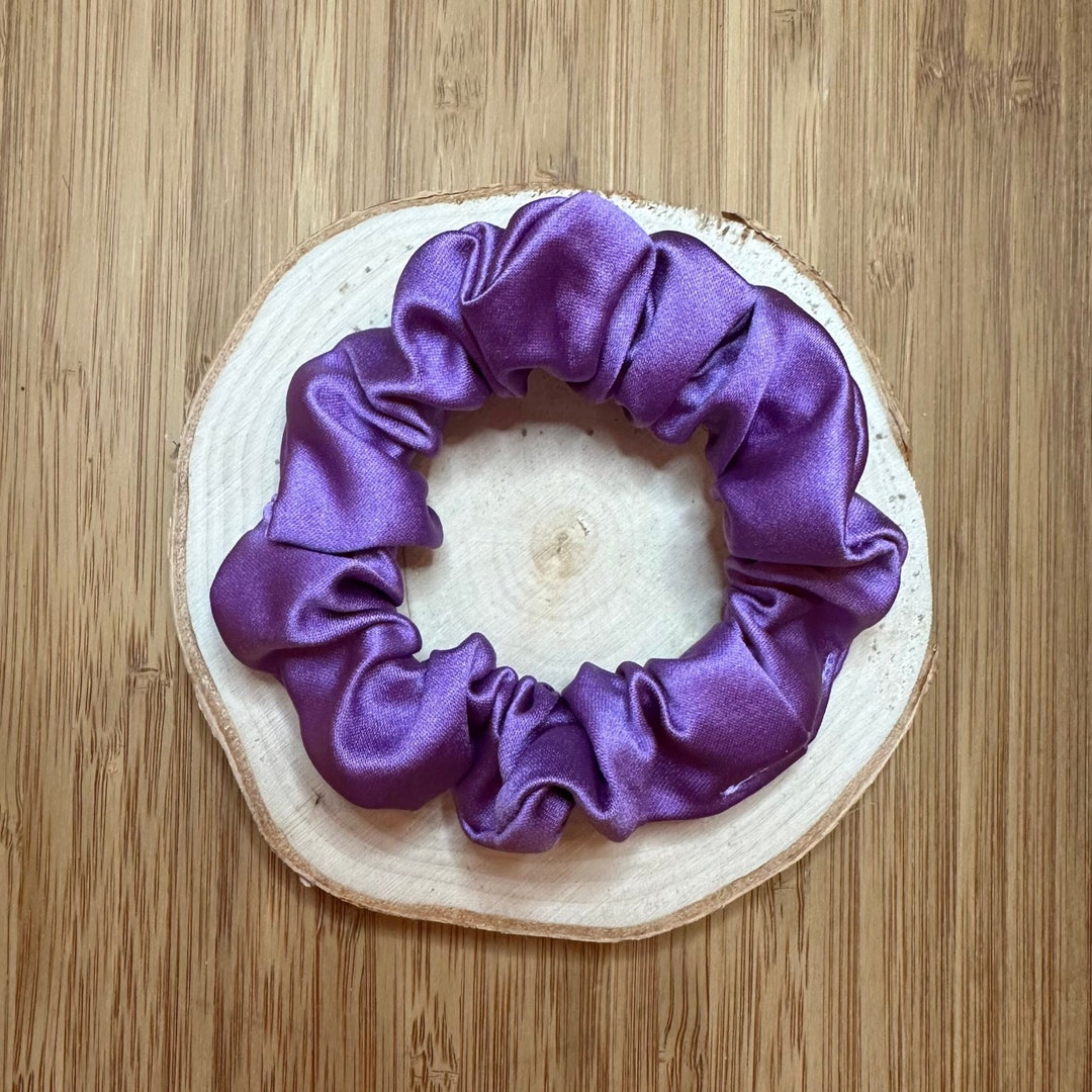 Purple Satin Mini Hair Scrunchie - Etsy