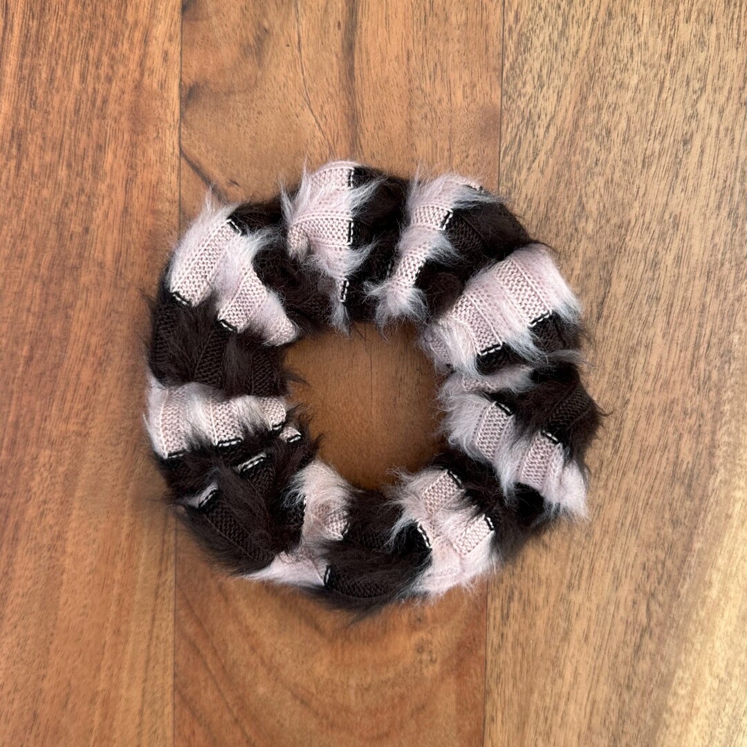 Soft Light Pink & Brown Striped Hair Scrunchie - Etsy