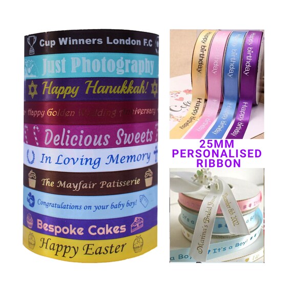 Personalised Satin Ribbon 25mm Satin Ribbon Gift Wrapping - Etsy