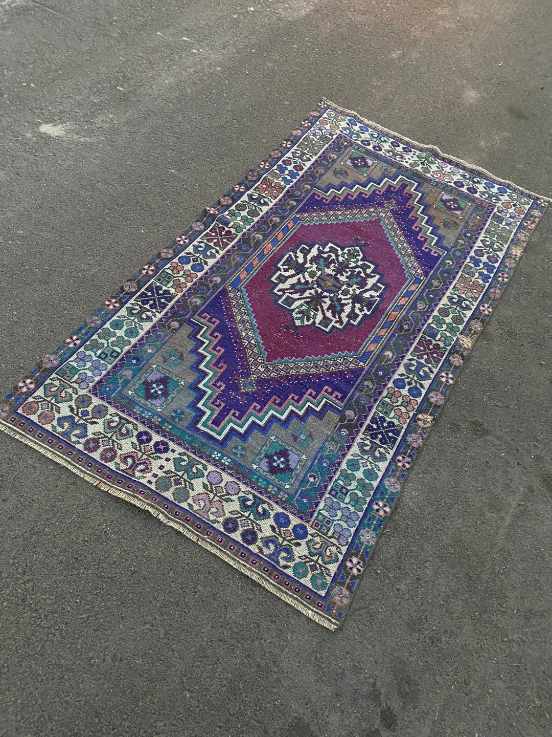 3x6 Purple Rug , Handmade Rug, Oriental Rug, Home Decor Rug, Antique ...