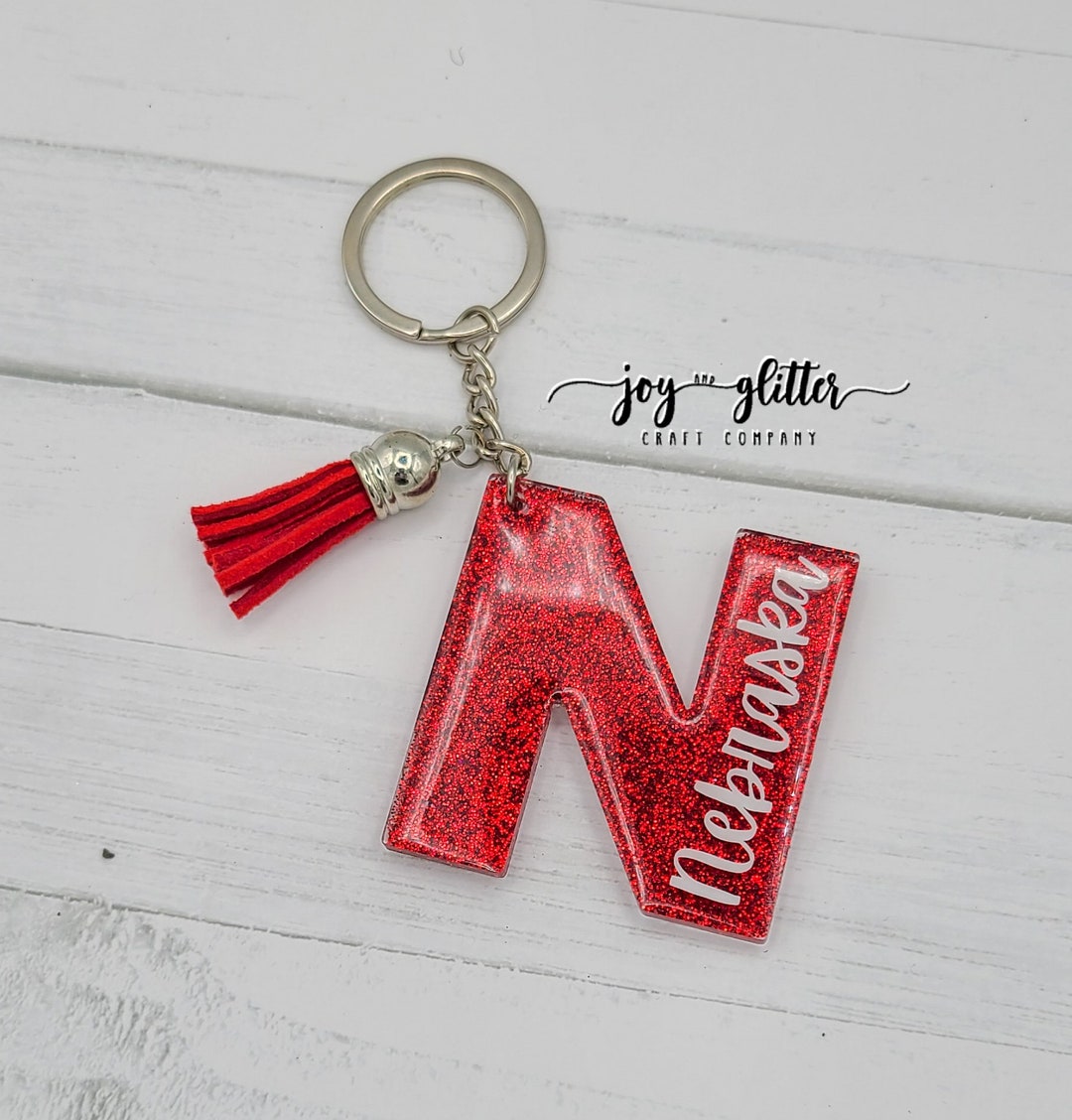 Red Glitter Nebraska Keychain Huskers Keychains for Women - Etsy