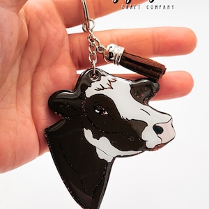 Glitter Dairy Cow Head Keychain Brown Glitter Cow Keychain - Etsy