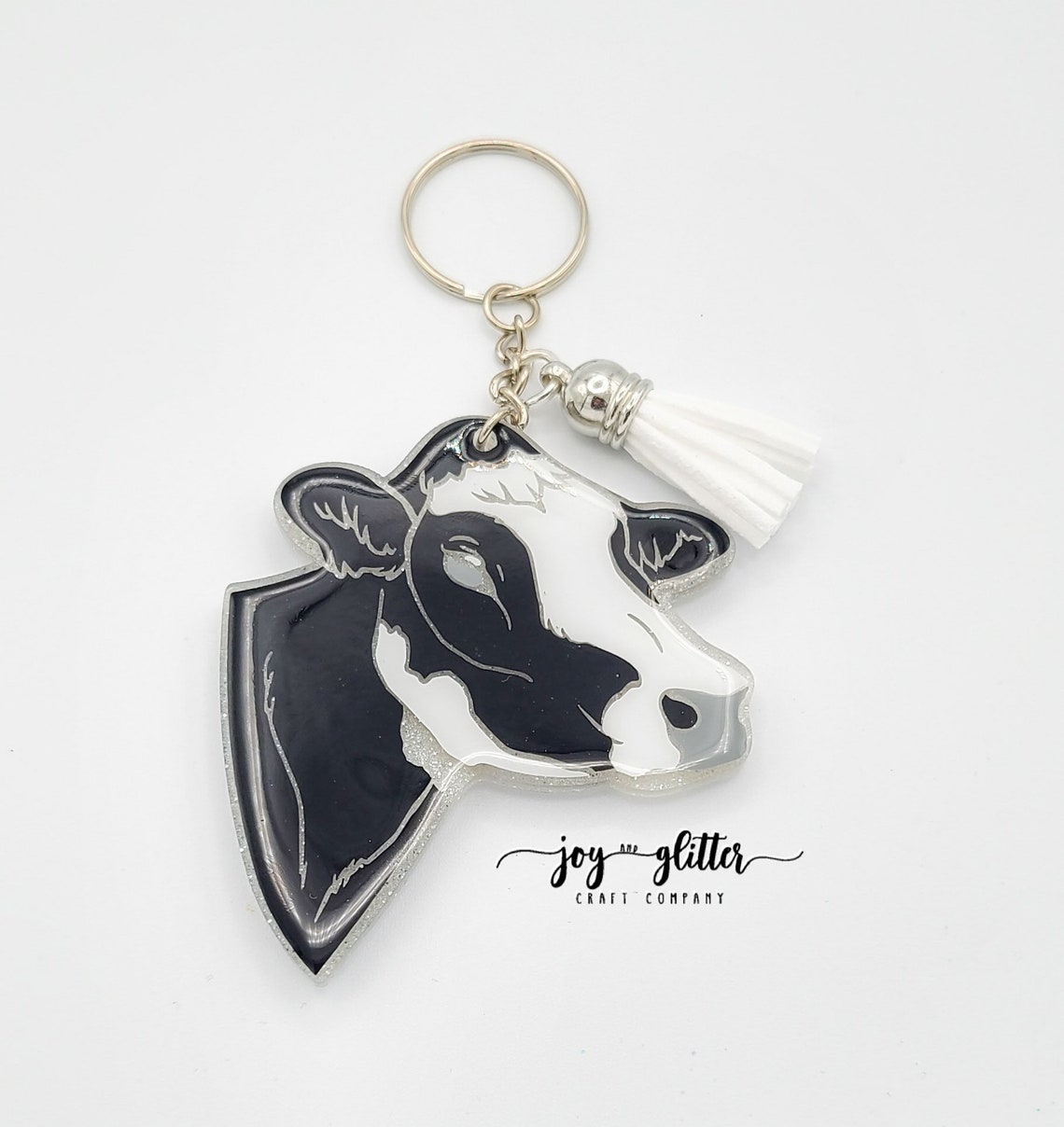 Glitter Dairy Cow Head Keychain Brown Glitter Cow Keychain - Etsy