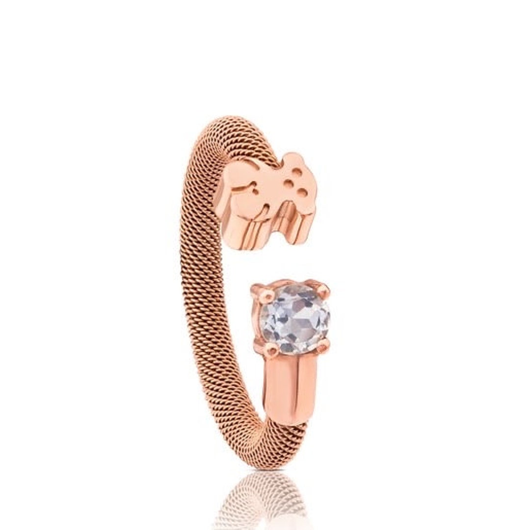 Tous Eklat Ring Rose Silver Vermeil With Topaz - Etsy