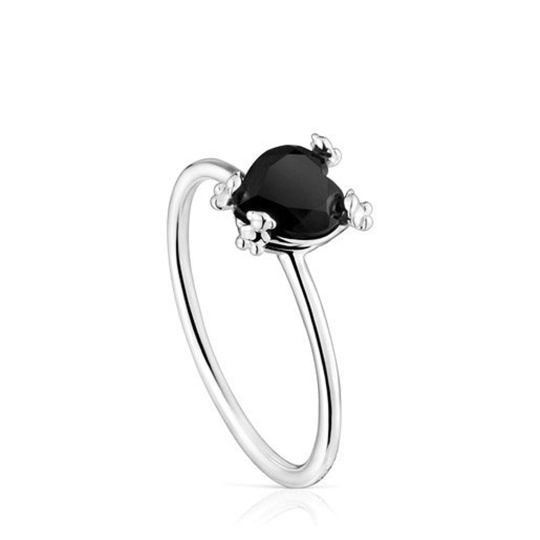 Tous Silver Color Pills Heart Ring With Onyx Size N12 US 6 - Etsy