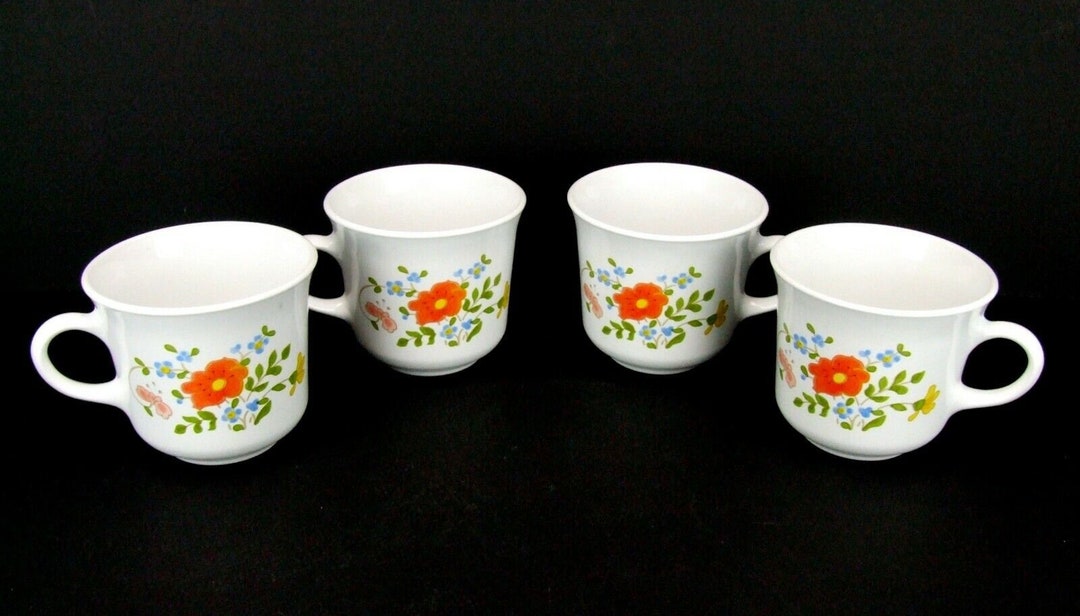 Corning Corelle Wildflower Coffee Cups Mugs Set of 4 - Etsy