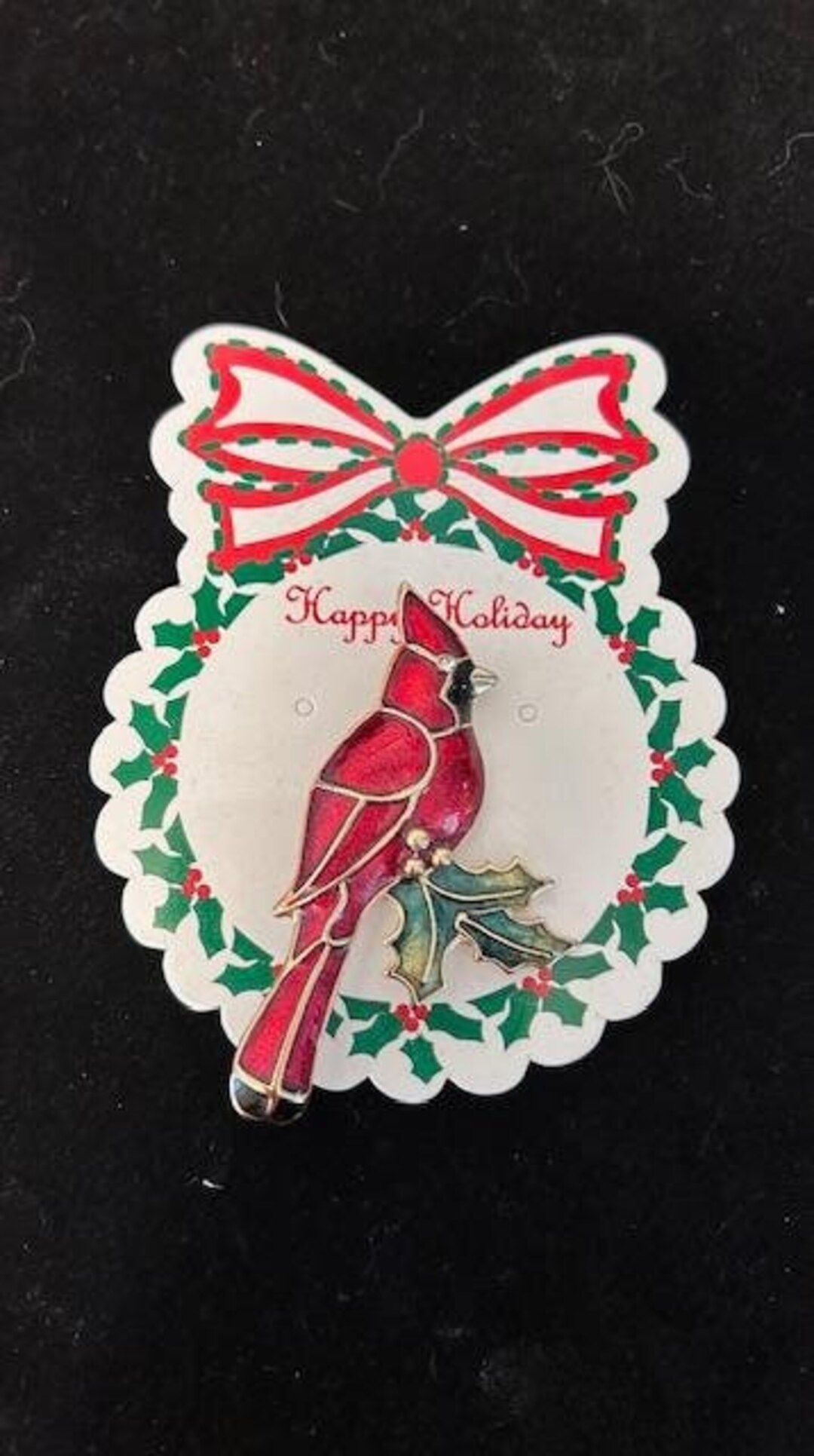 Napier Brooch Pin Red Enamel Cardinal in Holly Leaf - Etsy