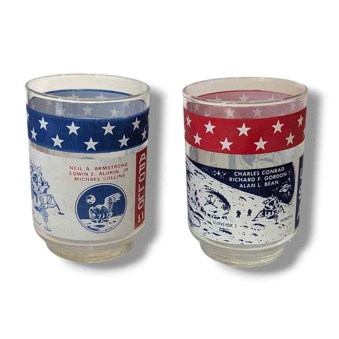 Vintage 60's Apollo 11 and 12 Commemorative USA Moon Landing 12 Oz ...