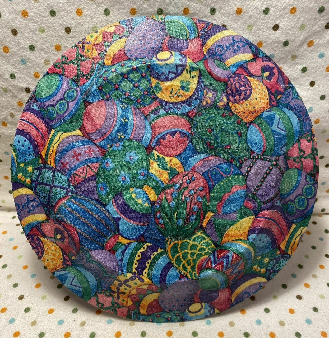 Handmade 10 inch Round Decorative Fabric Backed Colorful | Etsy