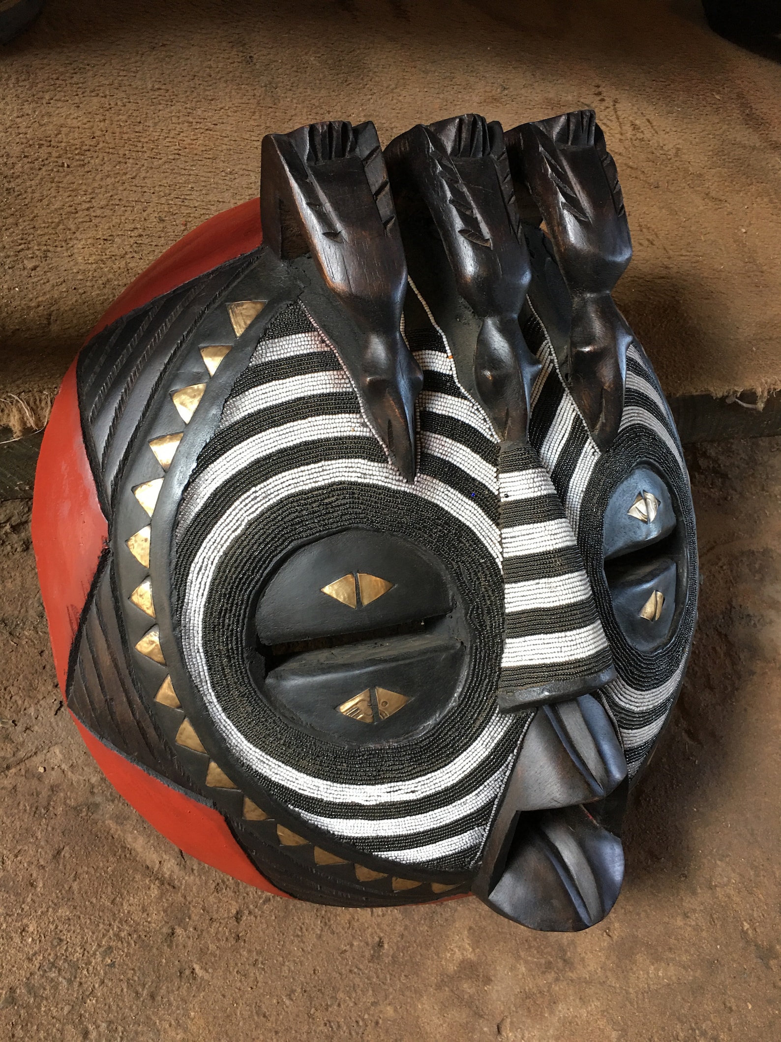 Large Round Beaded African Mask Wooden Mask for Wall African - Etsy