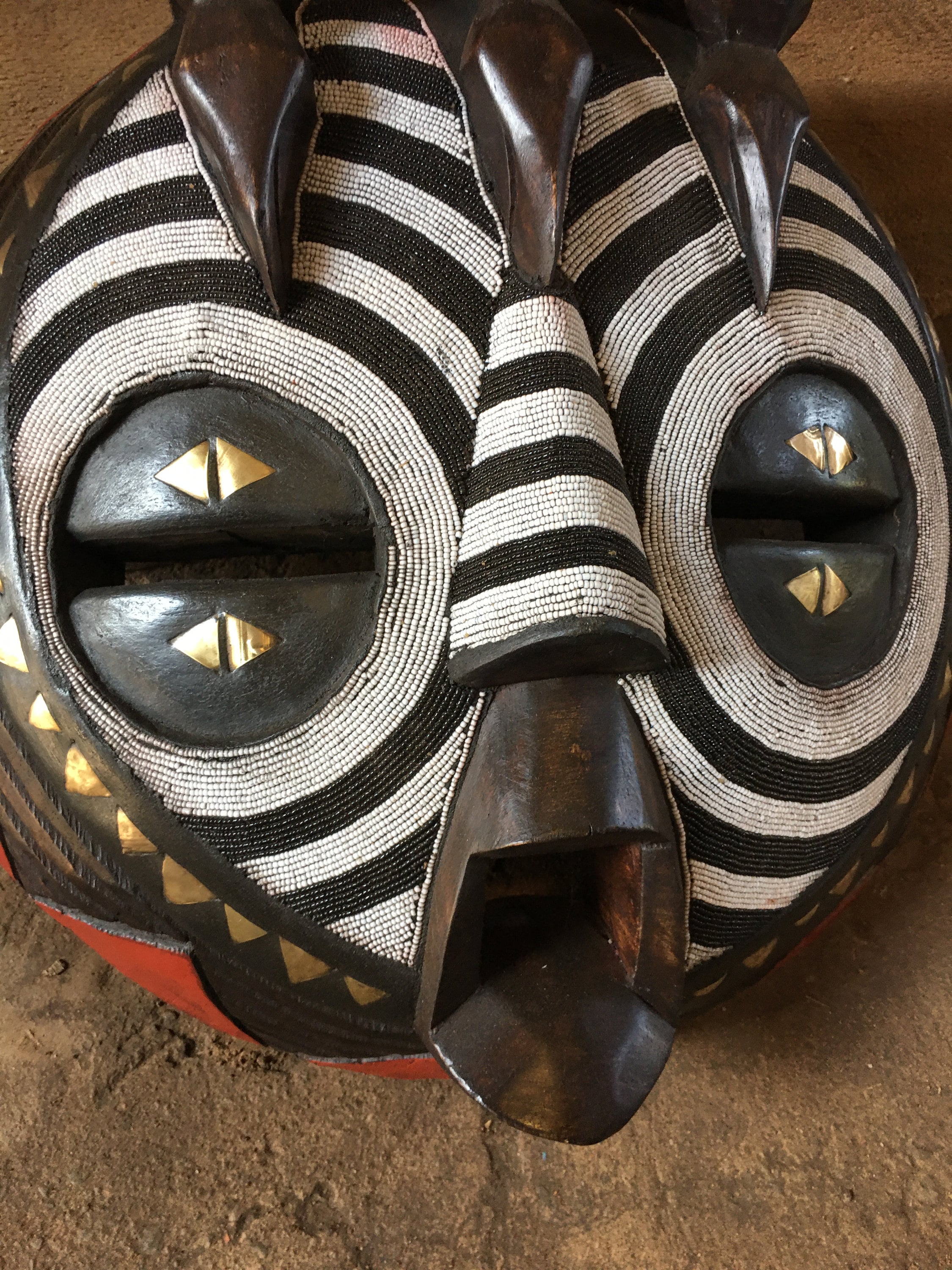 Large Round Beaded African Mask Wooden Mask for Wall African - Etsy